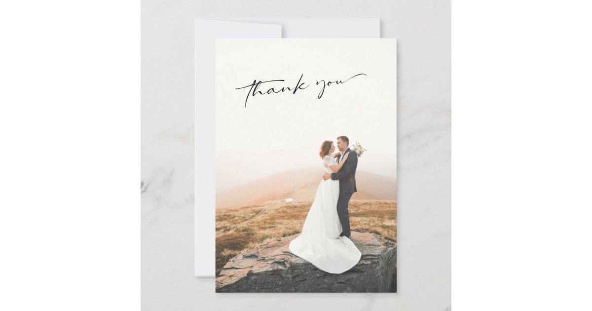 Simple Photo Wedding Thank You Card | Zazzle