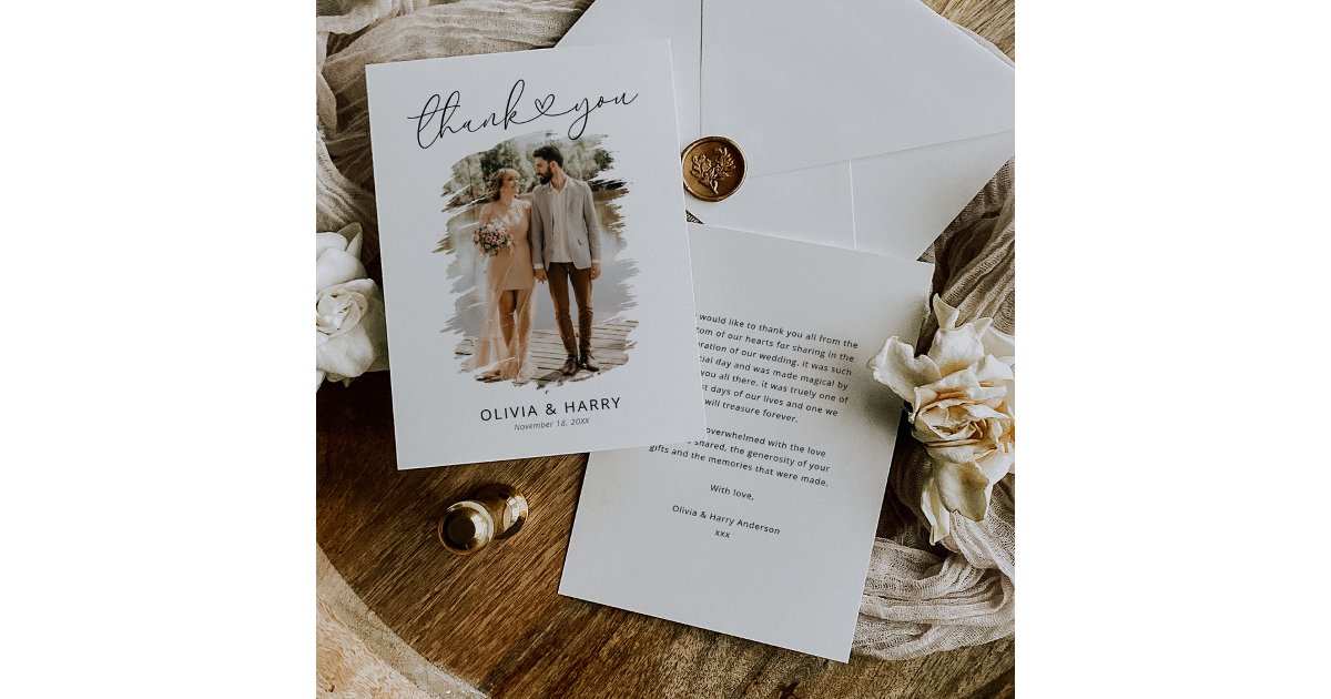 Simple Photo Wedding Thank You Card | Zazzle