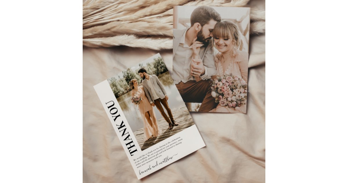 Simple Photo Wedding Thank You Note Card | Zazzle