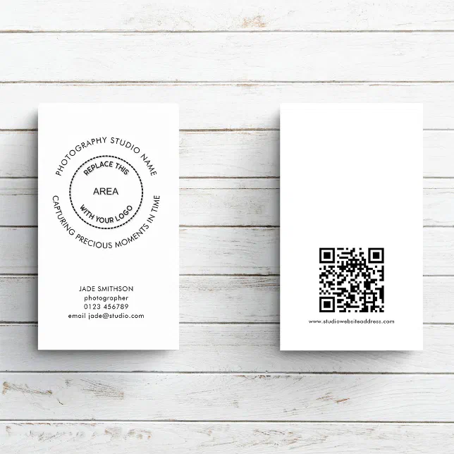 Simple Photography Studio QR Code Logo Quote Business Card | Zazzle