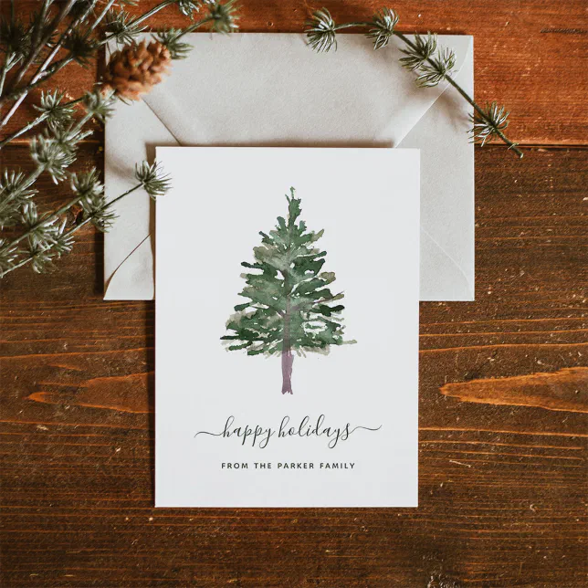 Simple Pine Holiday Card | Zazzle