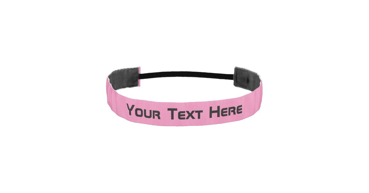 Simple Pink and Black Your Text Here Template Athletic Headband | Zazzle