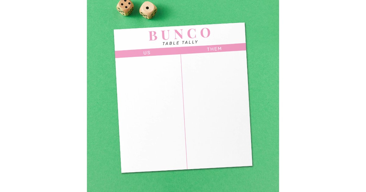Simple Pink and White Bunco Table Tally Notepad | Zazzle
