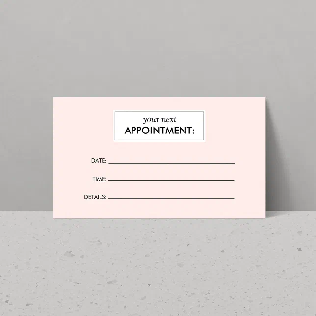 Simple Pink Appointment Card | Zazzle