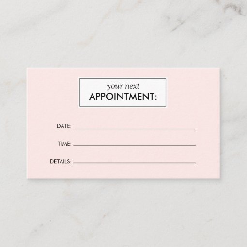 Simple Pink Appointment Card | Zazzle