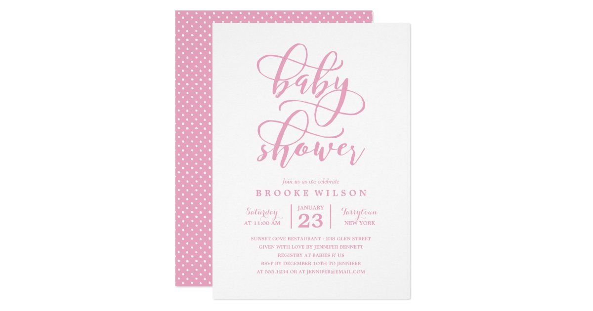 Simple Pink Baby Shower Invitation | Zazzle.com
