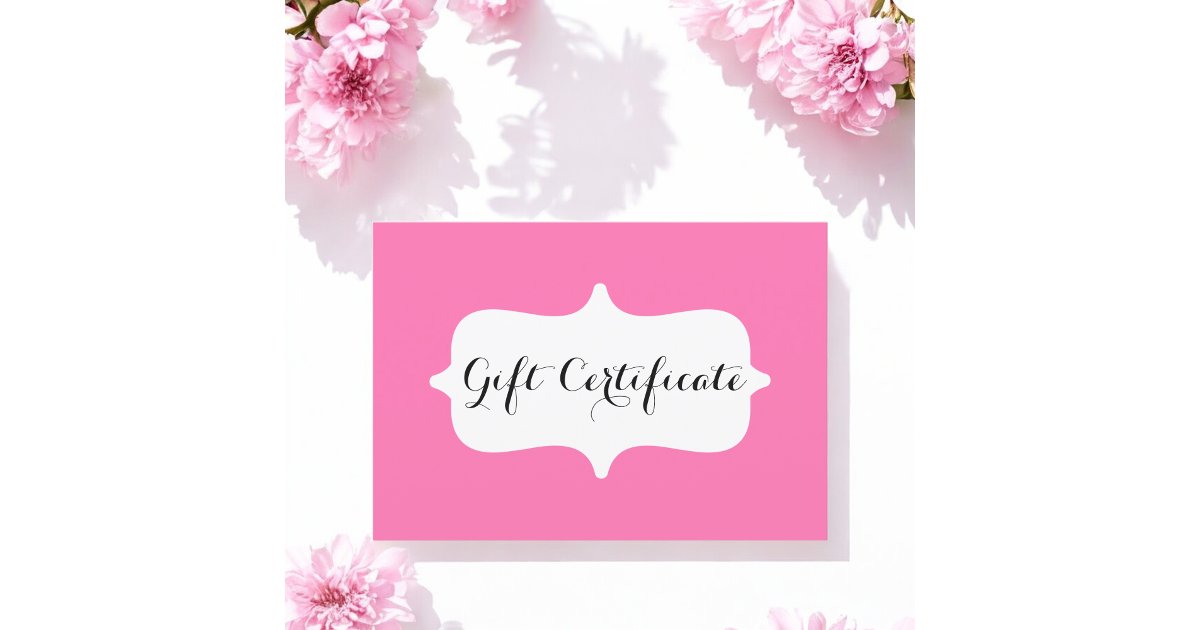 Simple Pink Business Gift Certificate Card | Zazzle