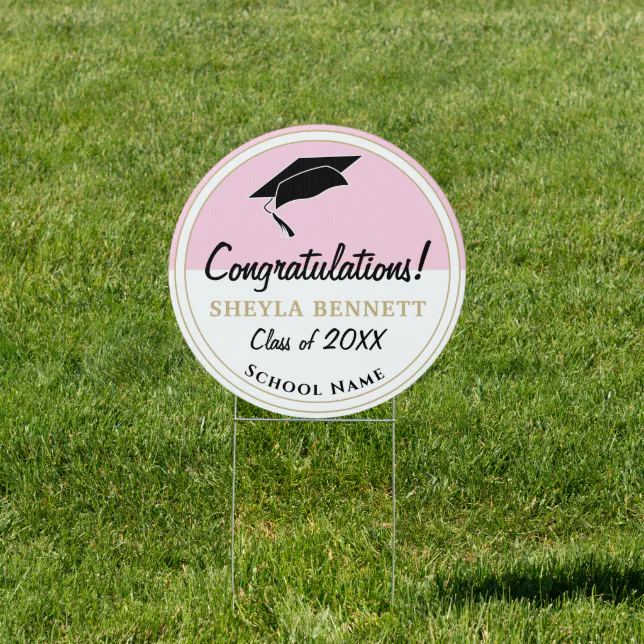 Simple Pink Congratulations Photo Graduation Sign | Zazzle