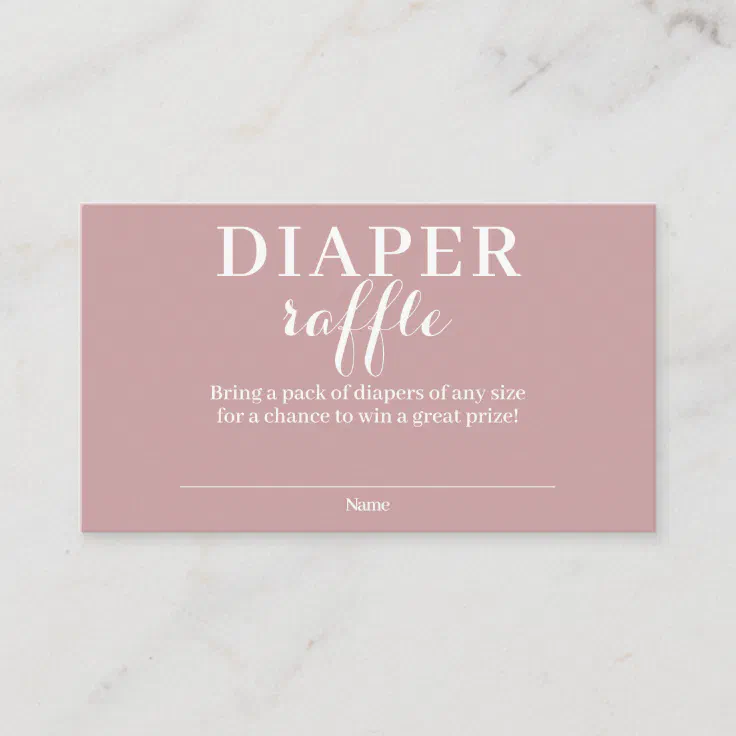 Simple Pink Diaper Raffle Enclosure Card | Zazzle