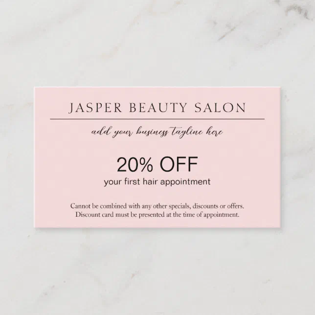 Simple Pink Elegant Professional QR Code Modern Discount Card | Zazzle