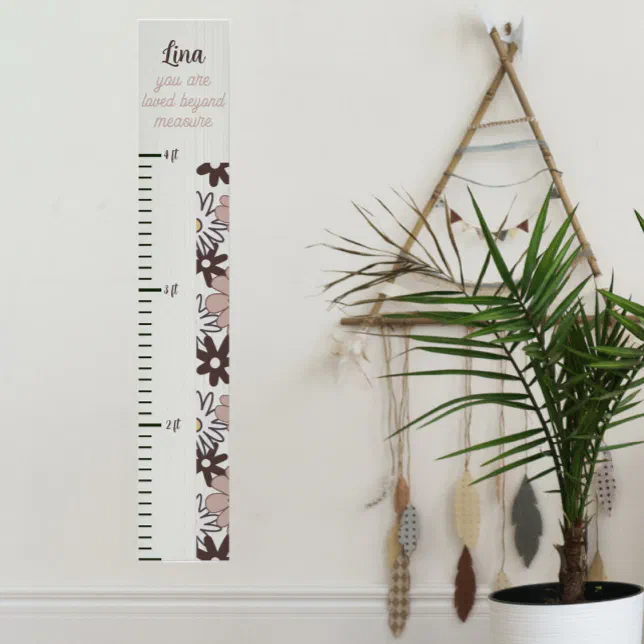 Simple Pink Floral Beyond Measure Growth Chart | Zazzle