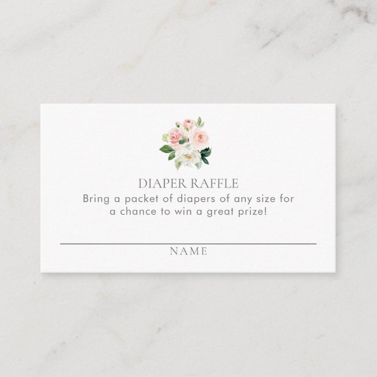 Simple Pink Floral Diaper Raffle Ticket Enclosure | Zazzle