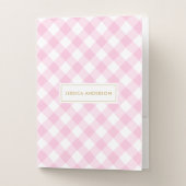Simple Pink Gingham Plaid Pattern | Name Pocket Folder | Zazzle