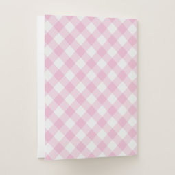 Simple Pink Gingham Plaid Pattern | Name Pocket Folder | Zazzle