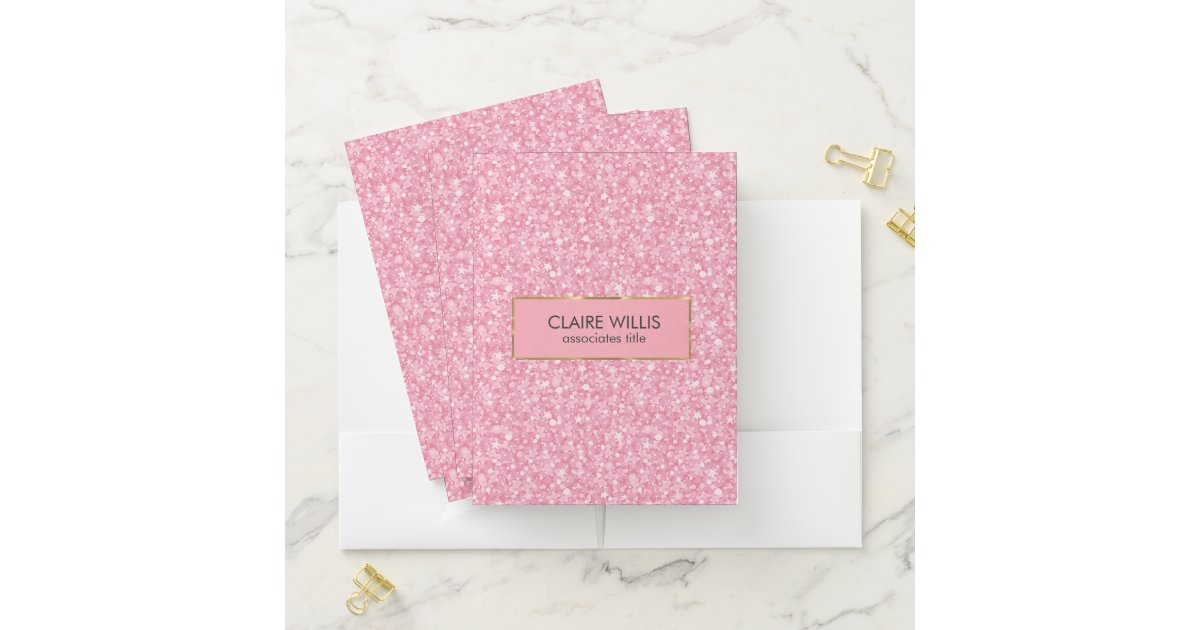 Simple Pink Glitter Pocket Folder | Zazzle