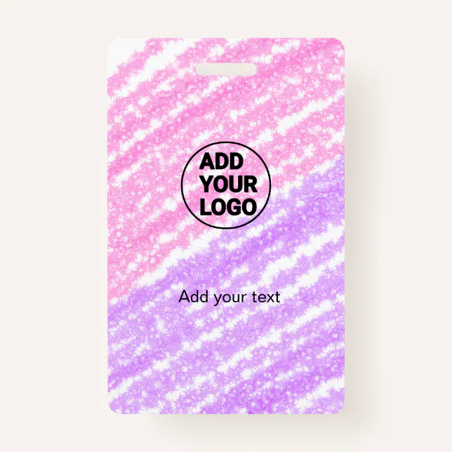 Simple pink glitter texture sparkle add logo text badge | Zazzle