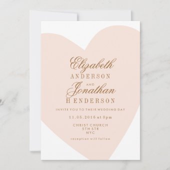 Simple Pink Heart Calligraphy Wedding Invitation | Zazzle