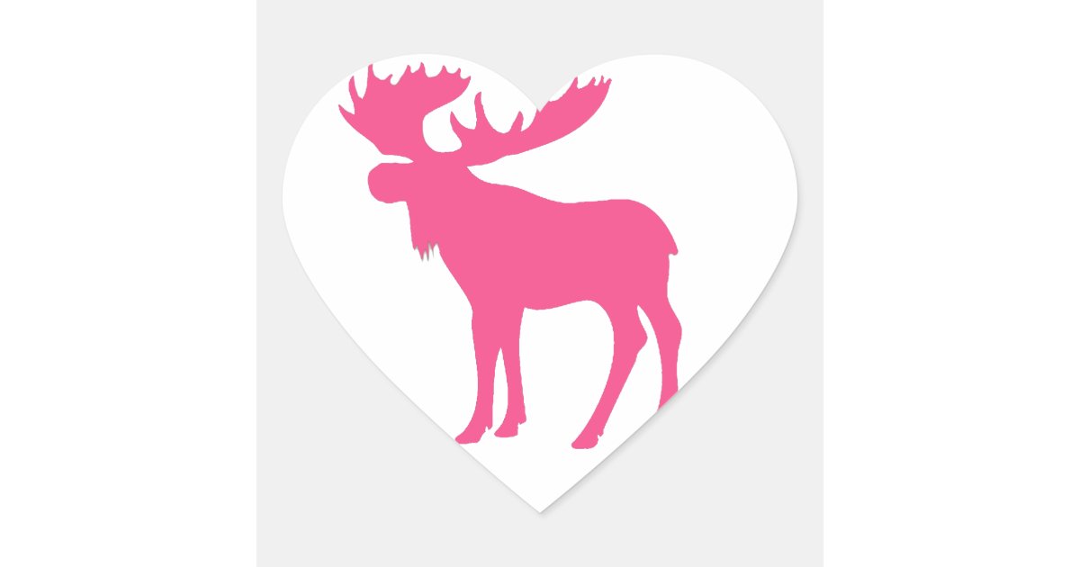 Simple pink moose symbol heart sticker | Zazzle