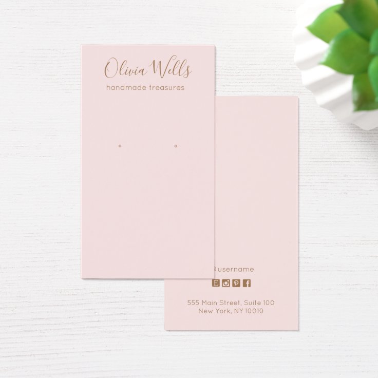 Simple Pink Script Earring Display Card | Zazzle