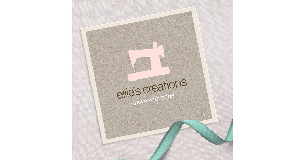 Simple Pink Sewing Machine Seamstress Kraft Calling Card | Zazzle