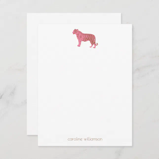 Simple Pink Tiger Art Personalized Stationery Note Card | Zazzle