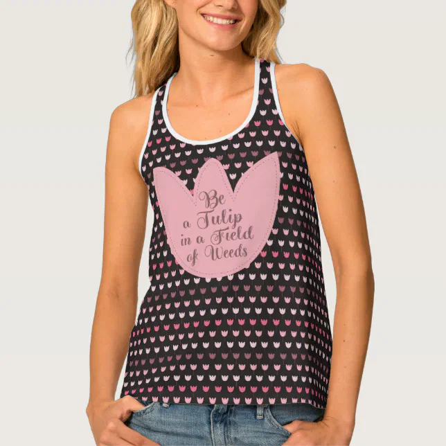 Simple Pink Tulip Pattern with dark background Tank Top | Zazzle