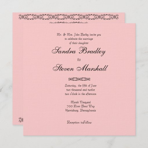 Simple Pink Wedding Invitation | Zazzle