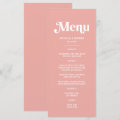 Simple Pink Wedding Menu | Zazzle