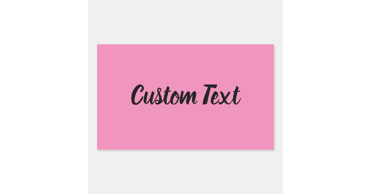 Simple Pink with Black Script Text Template Rectangular Sticker | Zazzle