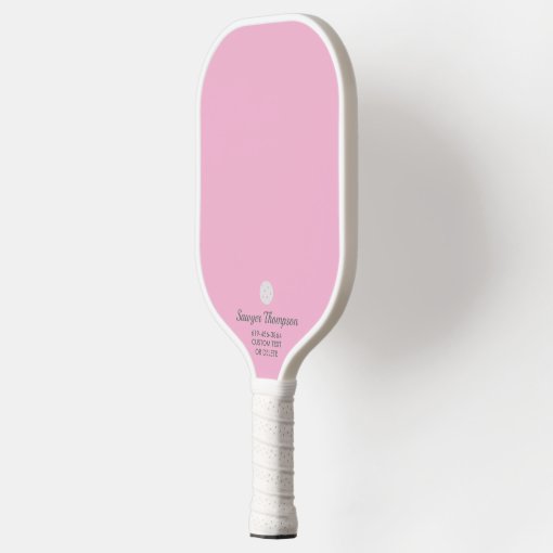 Simple Pink Your Custom Text Personalized Pickleball Paddle | Zazzle