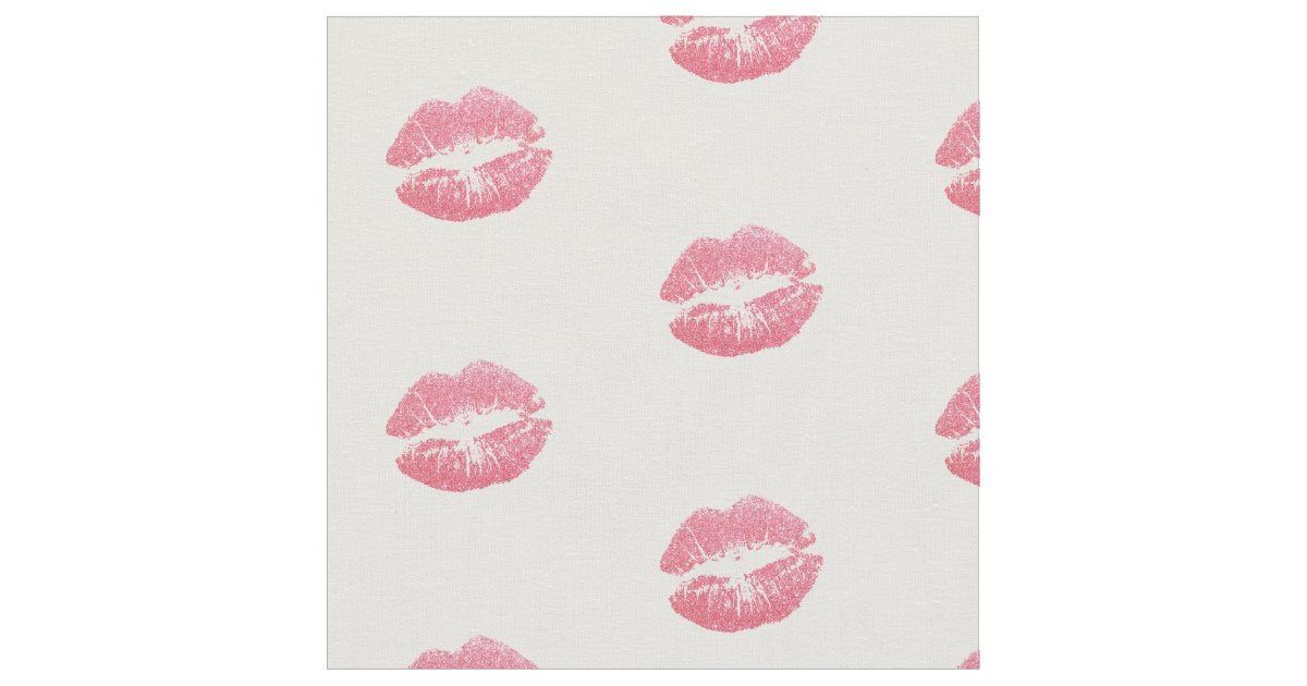 Simple Pinkish Red Lip Print Fabric by the Yard | Zazzle