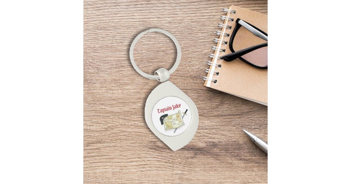 Simple Pirate Captain Personalized Keychain | Zazzle