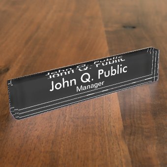 Simple Plain Black Desk Nameplate | Zazzle