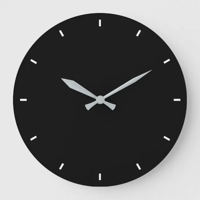Simple Plain Black Minimalist Blank Round Large Clock | Zazzle