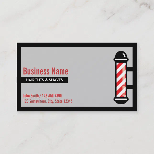 Simple Plain Bold Border Barber Business Cards | Zazzle