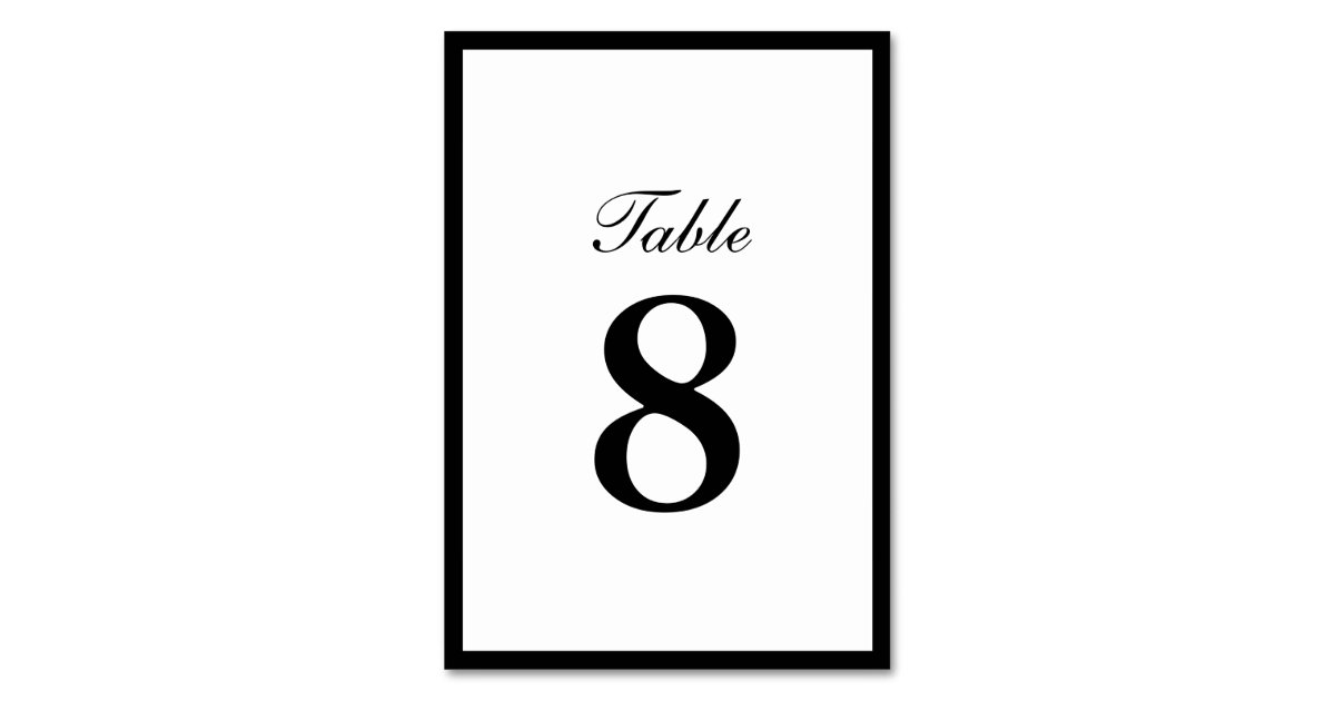 Simple Plain Border Double-sided Table Numbers | Zazzle