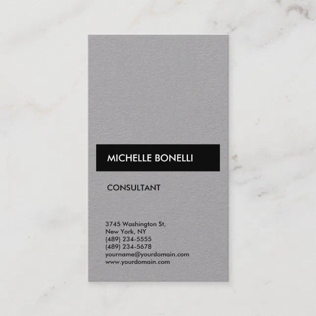 Simple Plain Gray Black Trendy Modern Minimalist Business Card | Zazzle