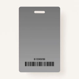 Simple Plain Gray Logo Barcode ID Photo Template Badge | Zazzle