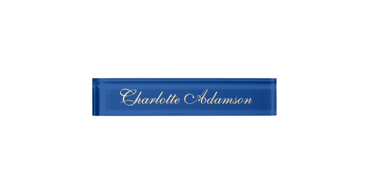 Simple Plain Minimalist Elegant Modern Deep Blue Desk Name Plate | Zazzle
