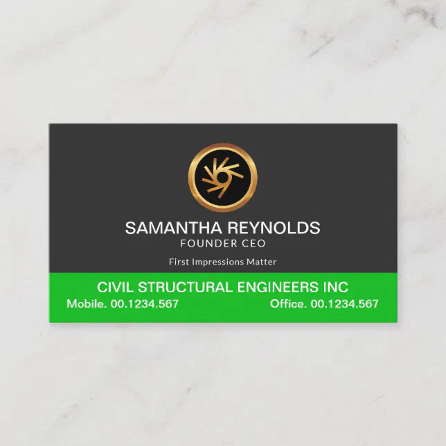 Simple Plain Minimalist Green Column Founder CEO Business Card | Zazzle