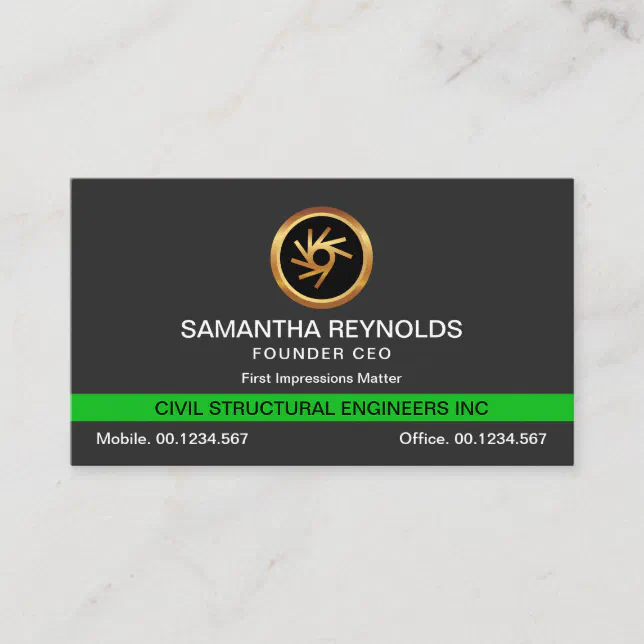 Simple Plain Minimalist Green Line Founder CEO Business Card | Zazzle