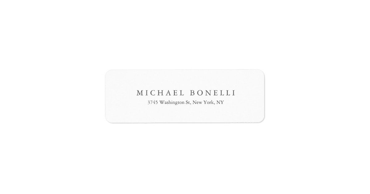 Simple Plain Modern Elegant Return Address Label | Zazzle