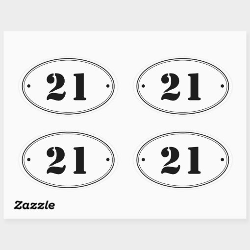 Simple Plain Oval Number Stickers | Zazzle