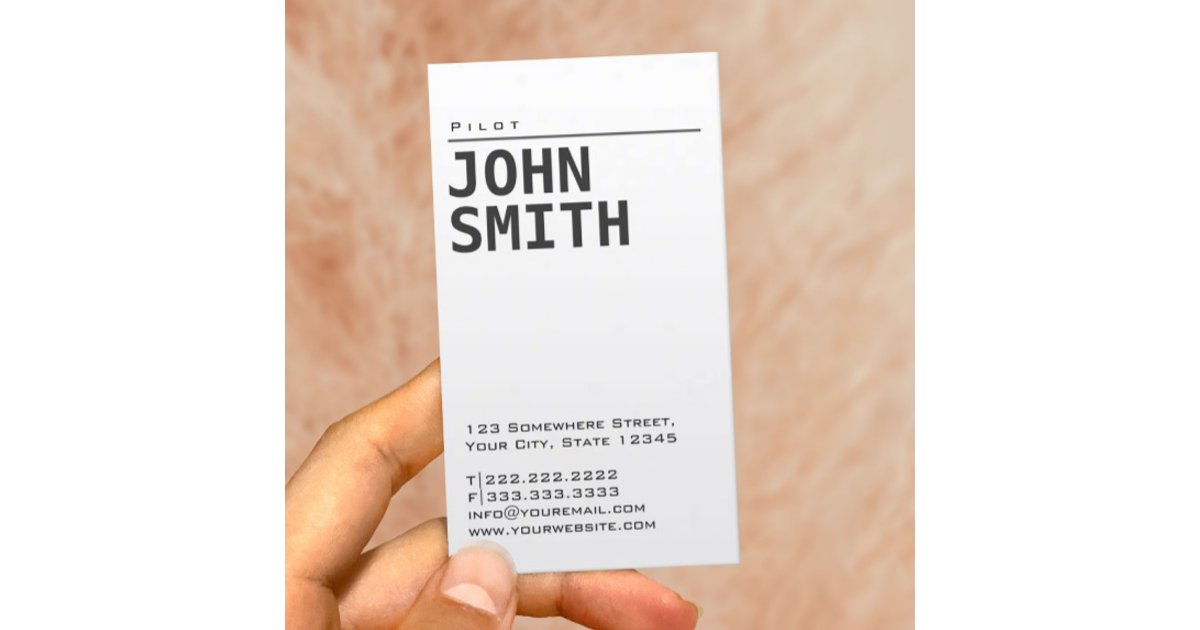 Simple Plain Pilot/Aviator Business Card | Zazzle