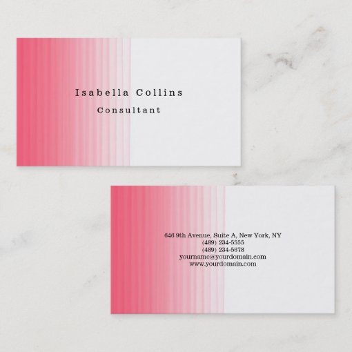 Simple Plain Pink White Minimalist Creative Modern Business Card | Zazzle