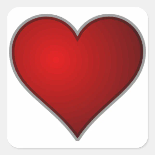 Simple Plain Red Heart Square Sticker | Zazzle