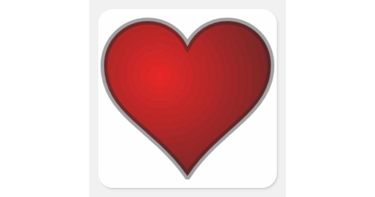Simple Plain Red Heart Square Sticker | Zazzle