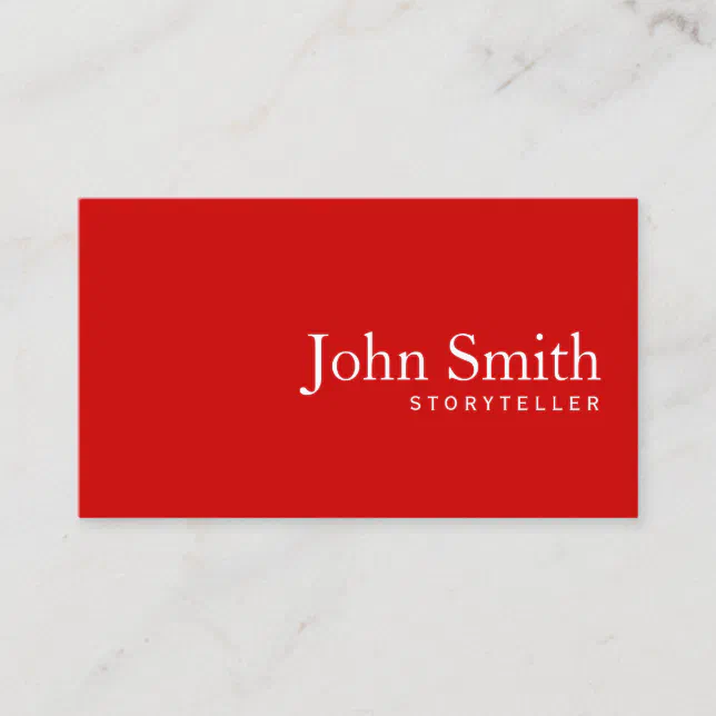 Simple Plain Red Storyteller Business Card | Zazzle