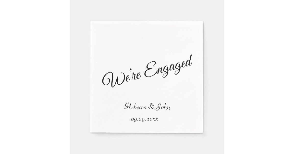 Simple Plain Script Engagement Party Paper Custom Napkins | Zazzle