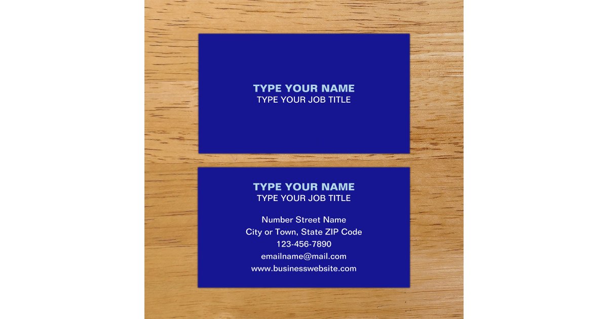 Simple Plain Texts Design Blue Calling Card | Zazzle